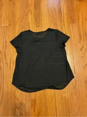 new directions | Tops | New Directions Black Sheer Stripe Laceup Top ...